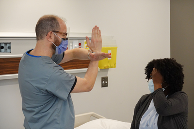 "Testing visual fields - demonstrating visual field quadrants" by ...